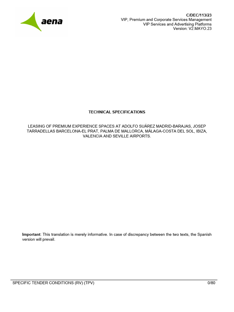 C Dec 113 23 - Technical Specifications | PDF