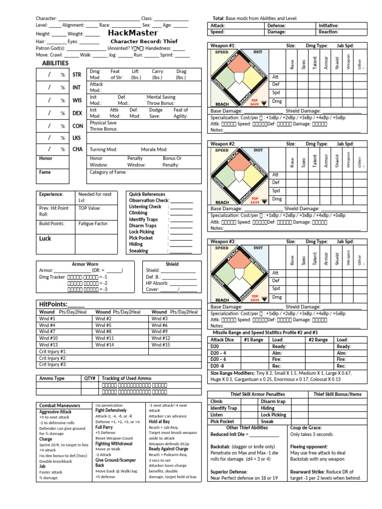 Character Folio Thief v1 | PDF