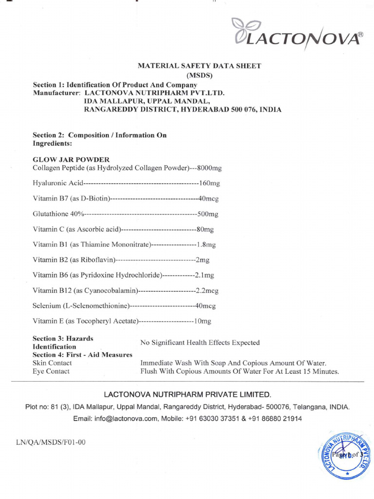 Glow Jar Powder Msds | PDF