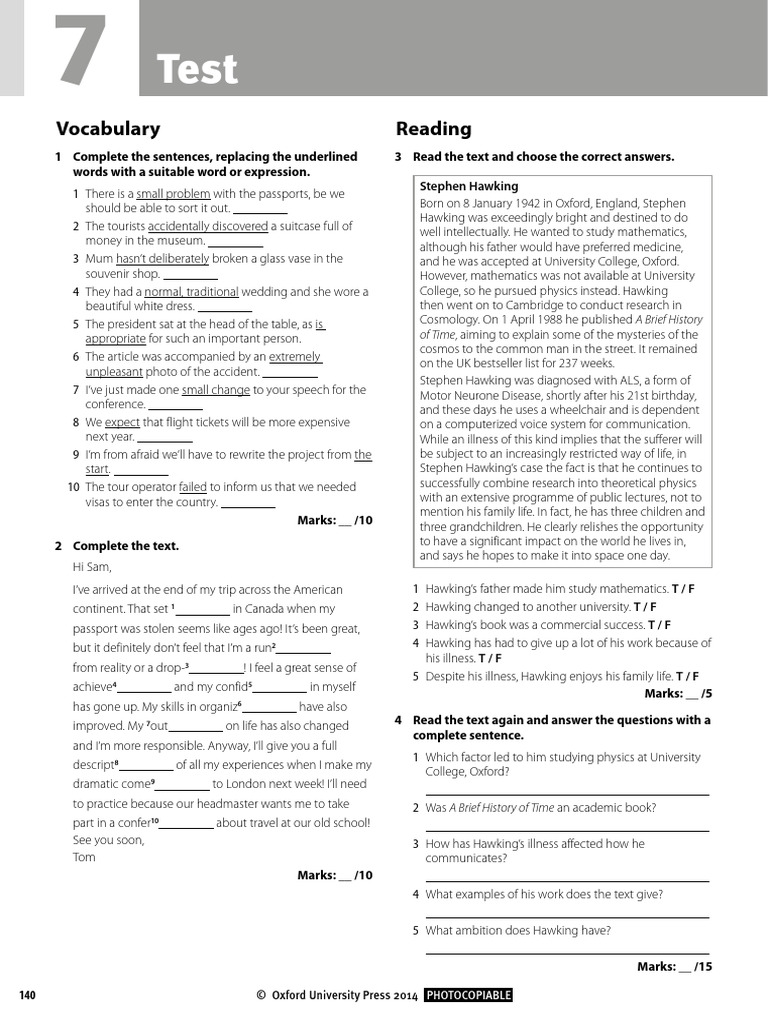 Aim High 6 Unit 7 Test | PDF