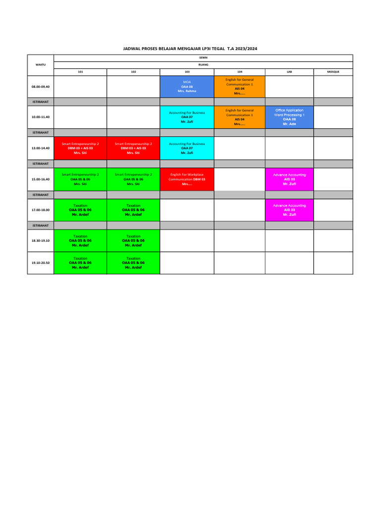 Jadwal Semester Ganjil 2023-2024 | PDF