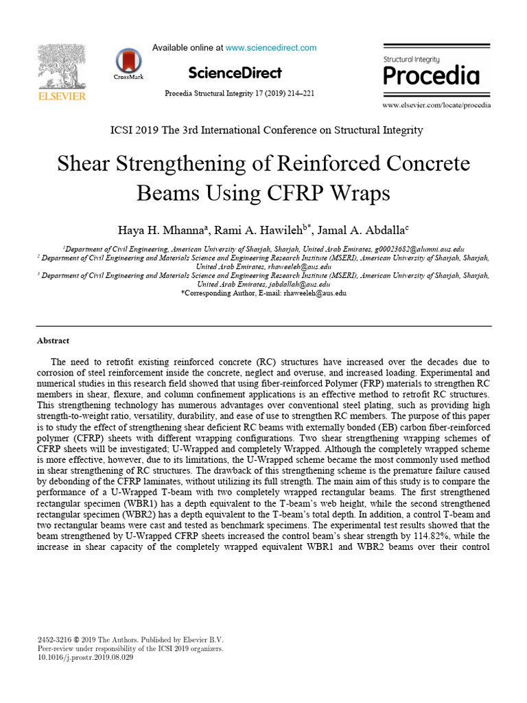 Using CFRP Wraps Mhanna2019 | PDF