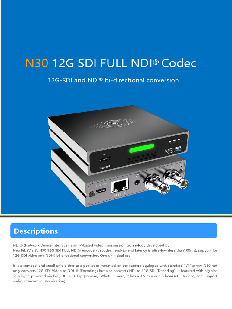 N30 12G SDI Bi-Directional Converter | PDF
