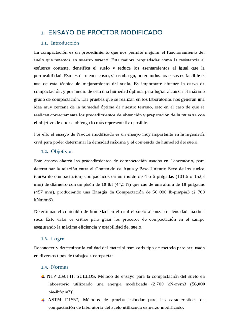 Ensayo de Proctor Modificado | PDF | Ciencia del suelo | Suelo