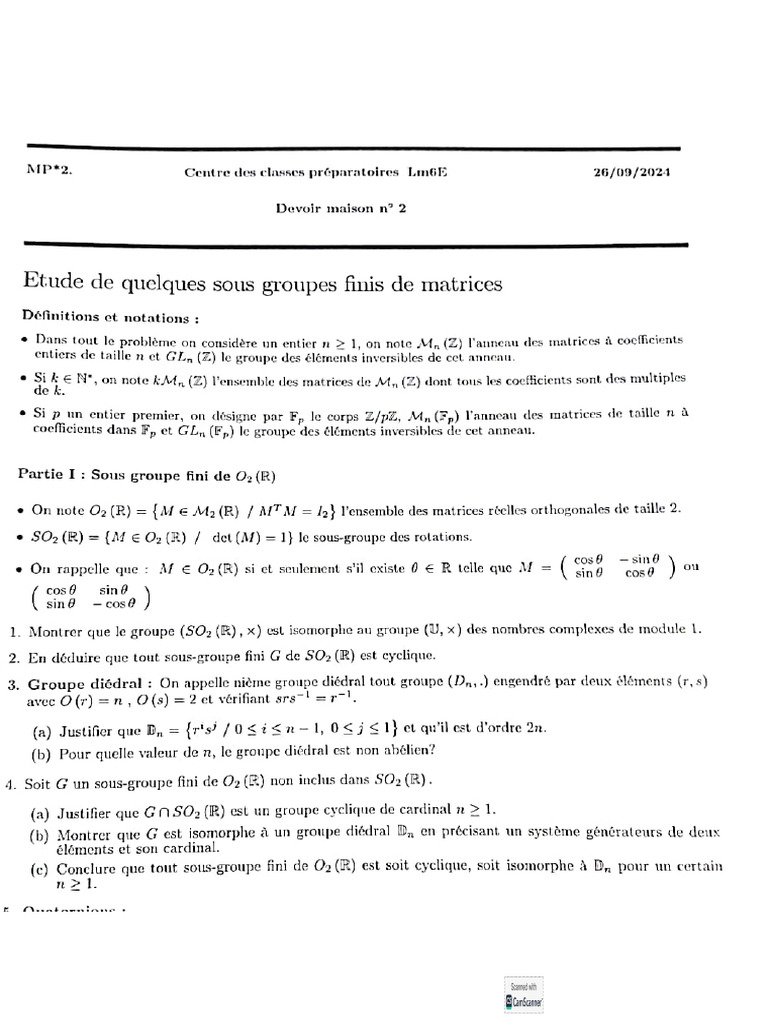 DM Sous Groupes Finis | PDF