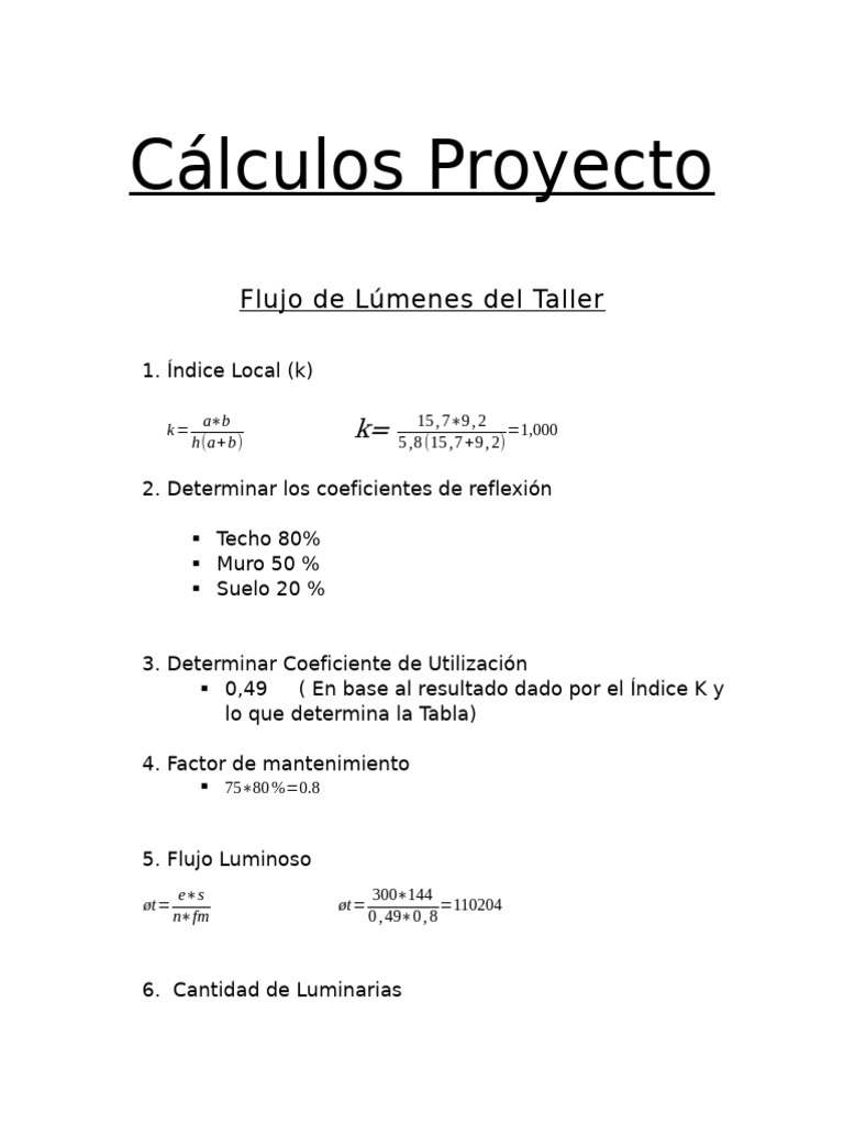 Calculo de Lumenes | PDF