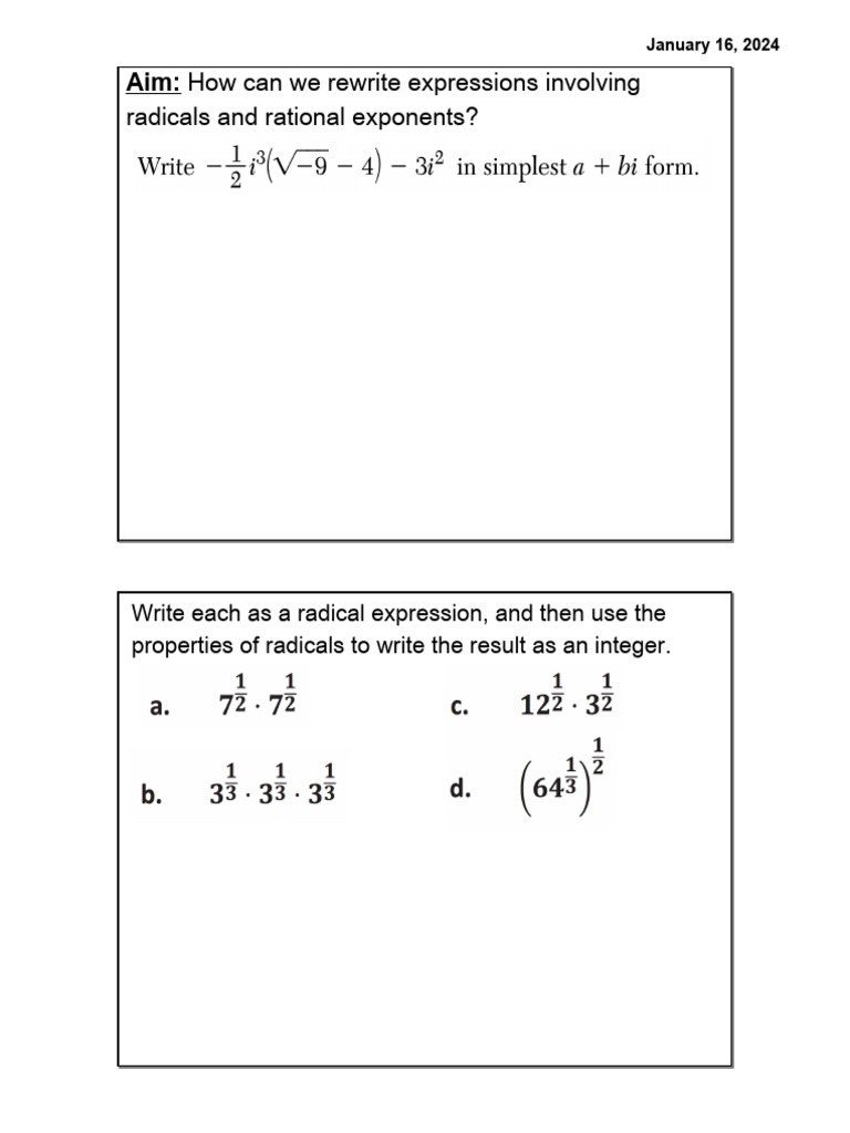 Lesson 46 - Rational _ Radical Exponents | PDF