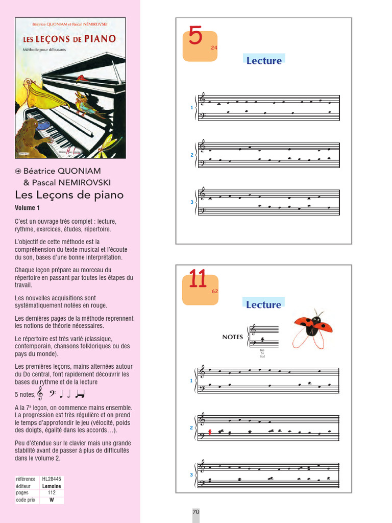 QUONIAM Les Lecons de Piano Vol 1 EXTRAIT | PDF
