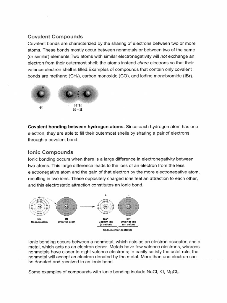Covalent Bonds Sheet | PDF