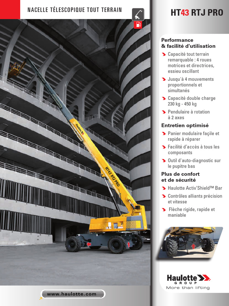 Nacelle Télescopique 43m Haulotte ht43 RTJ Pro | PDF