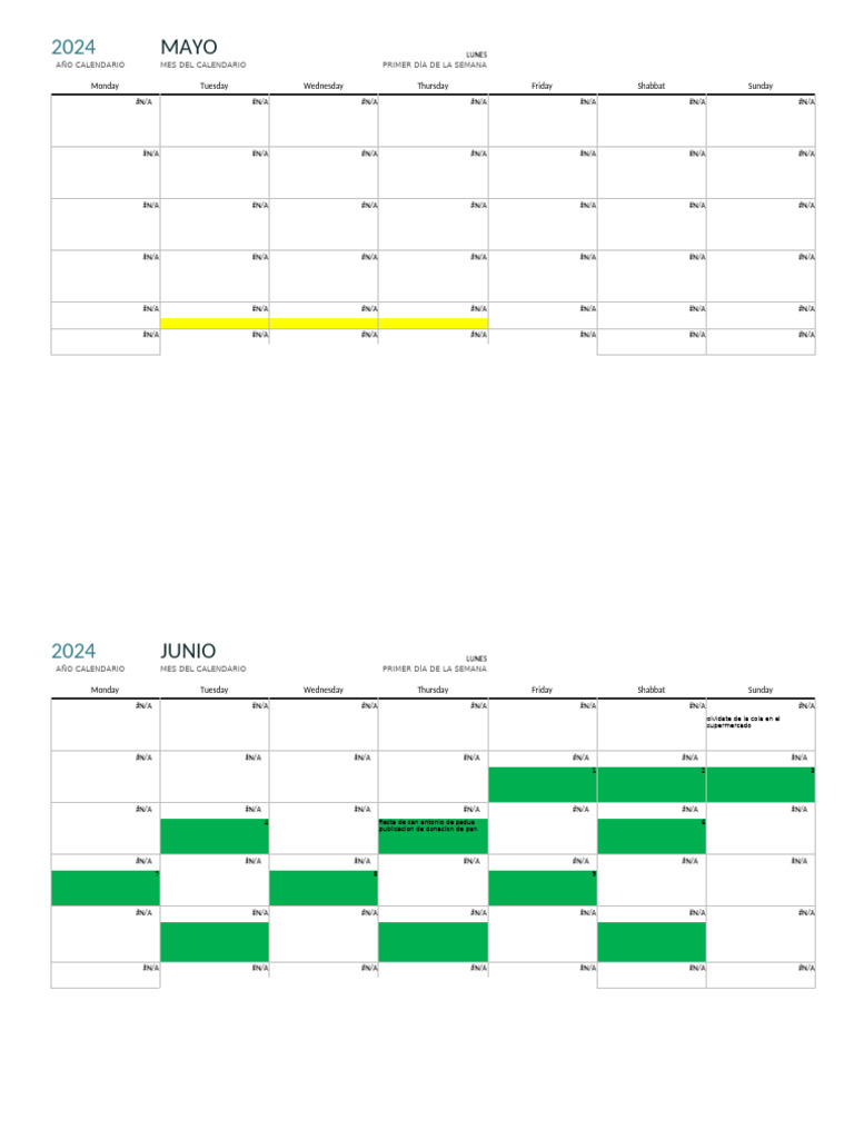 Calendario 2024: Meses y Días | PDF