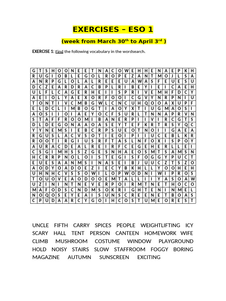 Review Exercises Eso 1 | PDF | Coastal And Oceanic Landforms | Language Arts & Discipline