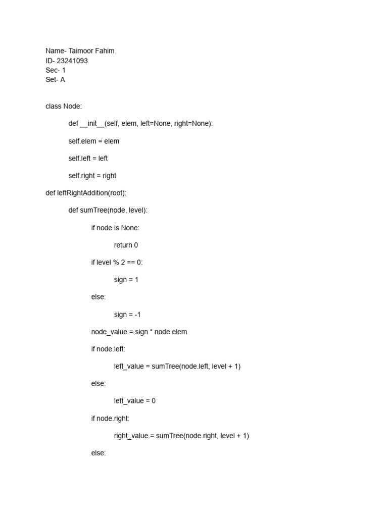 CSE220 - Sec1 - Set A - TaimoorFahim | PDF