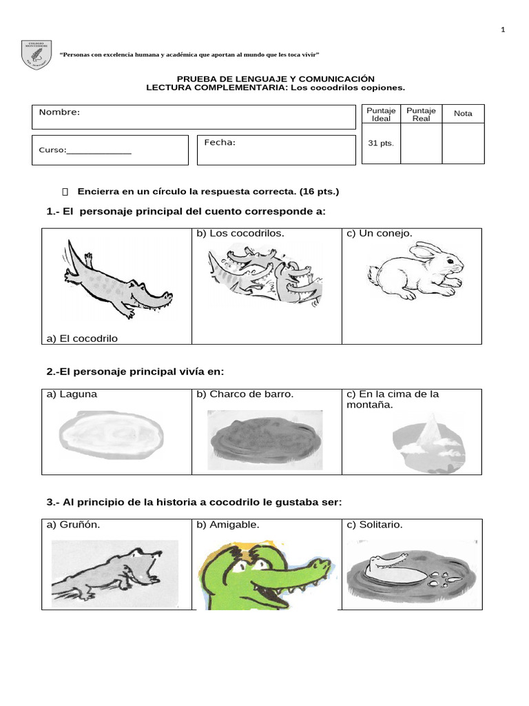 Cocodrilos Copiones Prueba | PDF