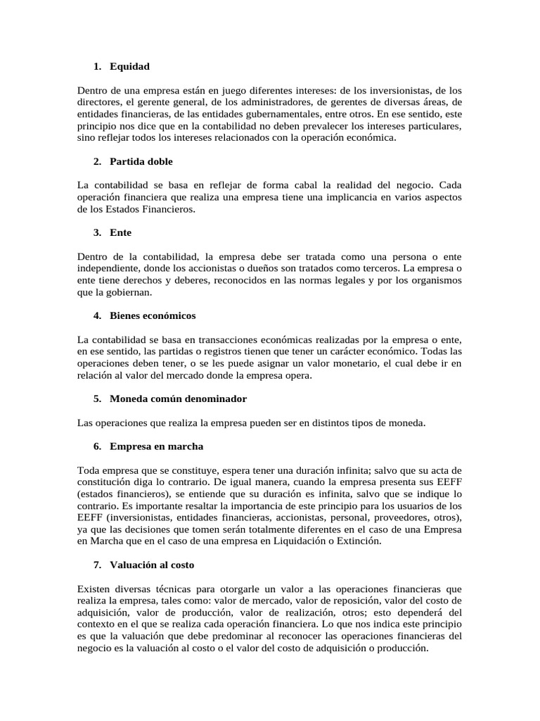 Principios de Contabilidad Generalmente Aceptados | PDF