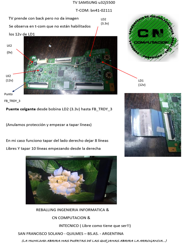 TV SAMSUNG U32j5500 (Anulacion Proteccion Tcom) | PDF