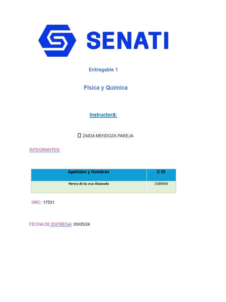 Entregable de Fisica y Quimica | PDF
