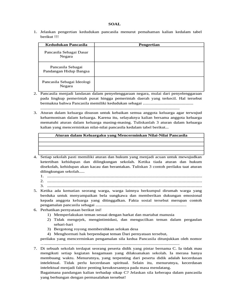 SOAL STS PPKN KELAS 8 | PDF