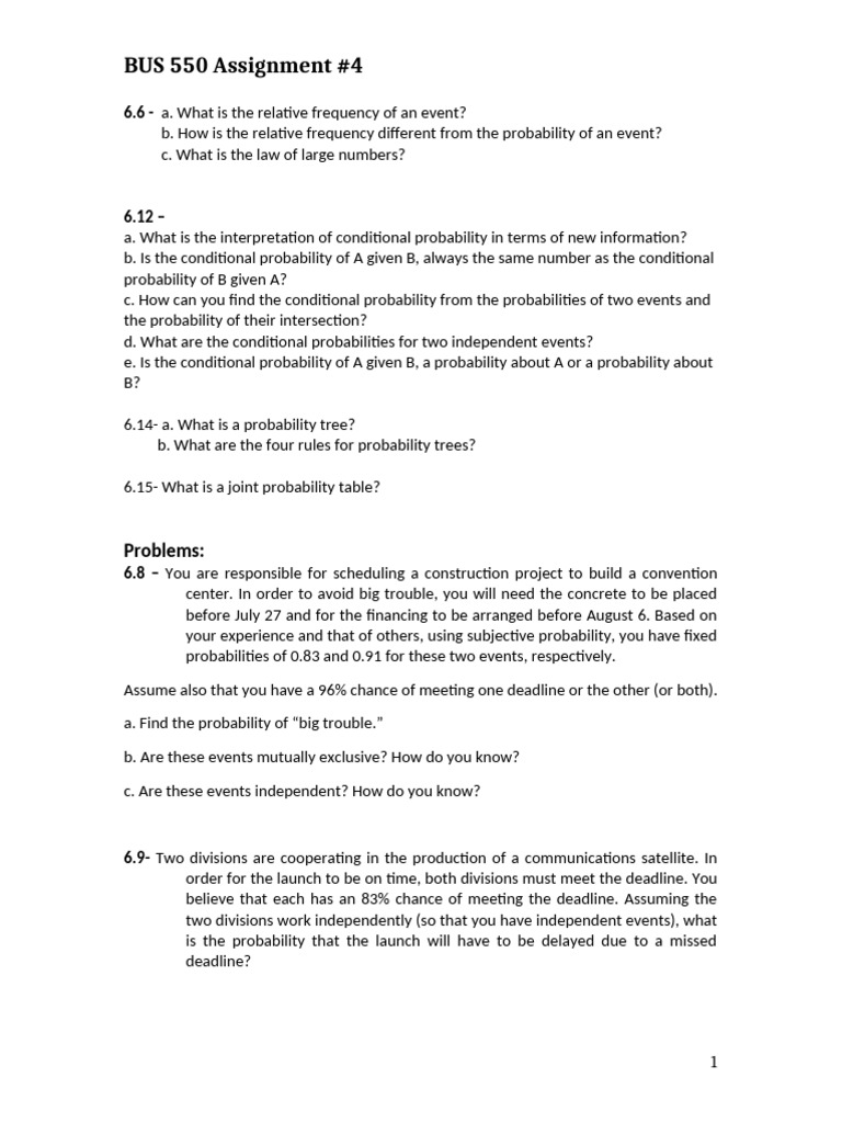 BUS 550 - Assignment #4 - F24 | PDF