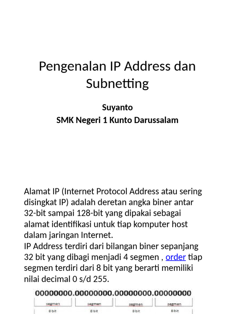Pengenalan IP Address Dan Subnetting | PDF