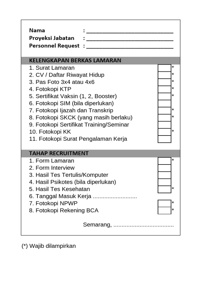 Checklist Kelengkapan Berkas IFM | PDF