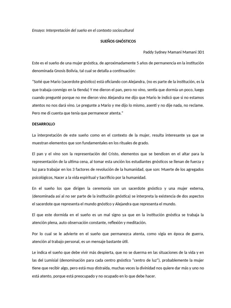 Ensayosueños Suxo 24 | PDF | Gnosticismo | Religión y espiritualidad