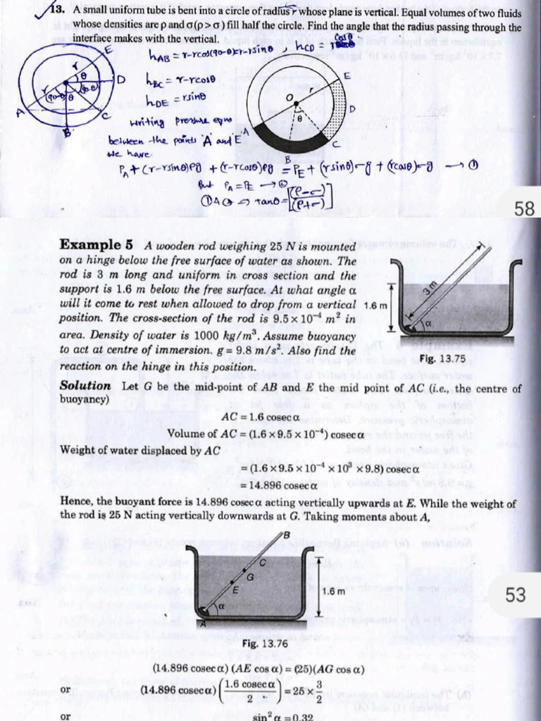 important problem of fluid statics | PDF