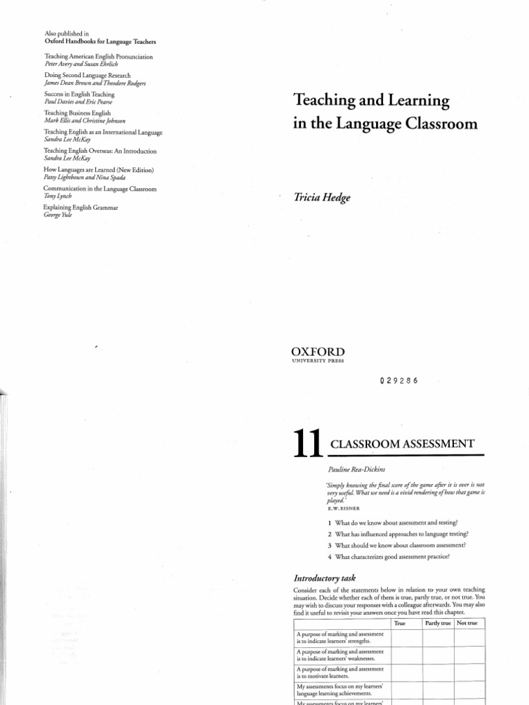 Teaching and Learning in The Lenguage Classroom - Tricia Hedge - Cap 11-2 | PDF