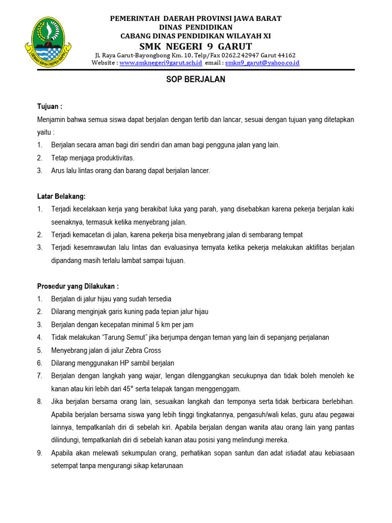 SOP Berjalan - Ok | PDF