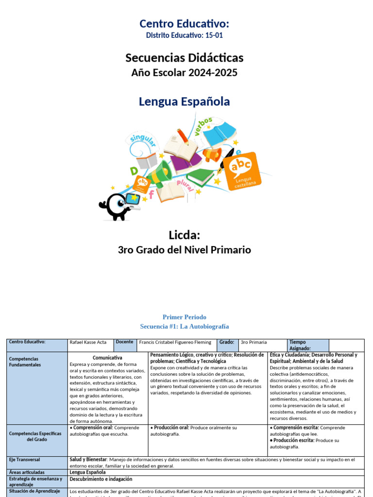 Secuencias Didácticas Español 3ro Primaria | PDF