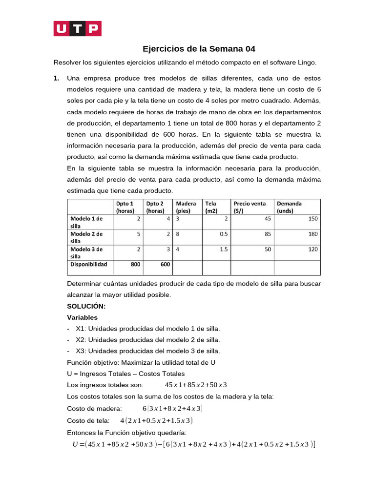 Tarea Semana 04 - Investigación Operativa | PDF