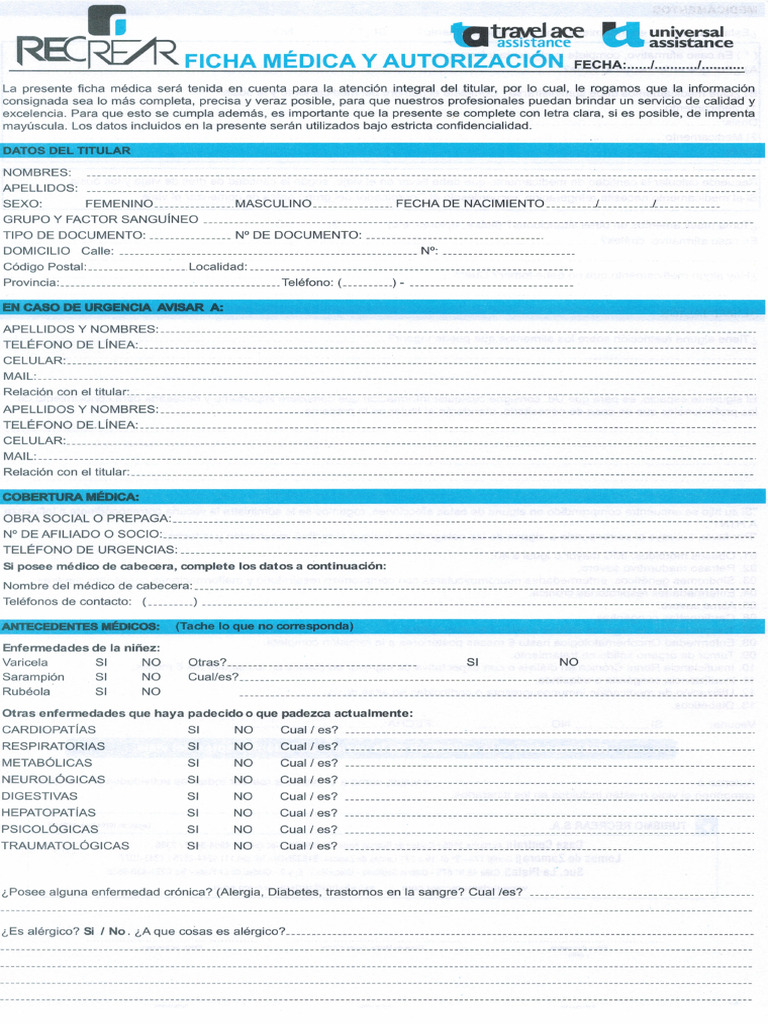 Ficha-Medica-Recrear 240726 120524 | PDF