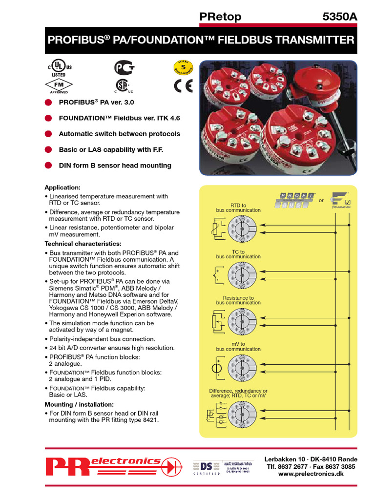 5350auk PROFIBUS® PA/FOUNDATION™ FIELDBUS TRANSMITTER | PDF