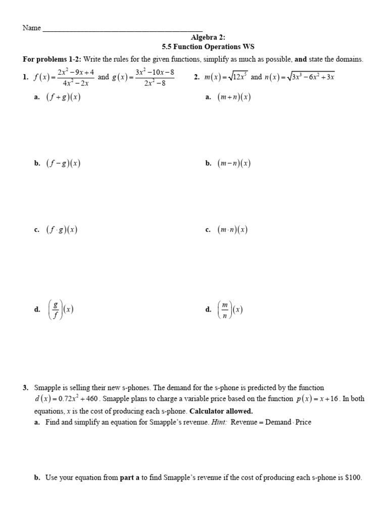 5.5 Function Operations WS 2024 | PDF