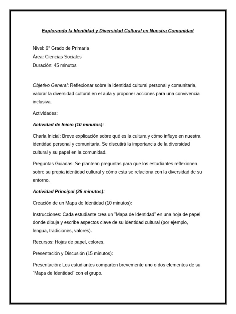 Explorando La Identidad y Diversidad Cultural en Nuestra Comunidad | PDF