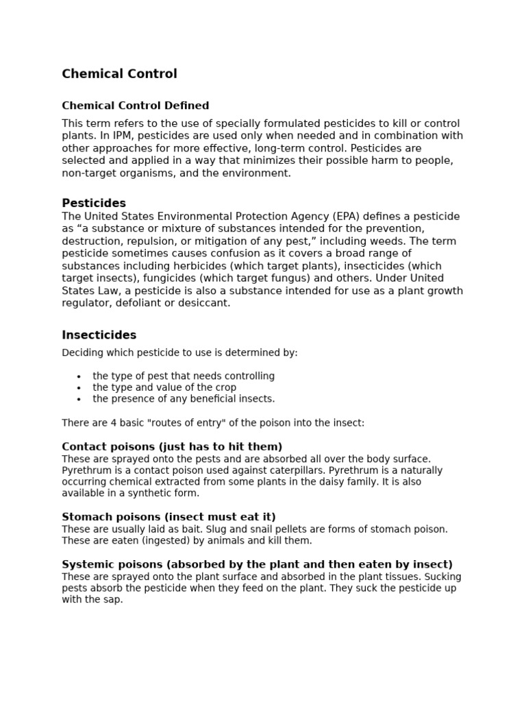 Chemical Control | PDF