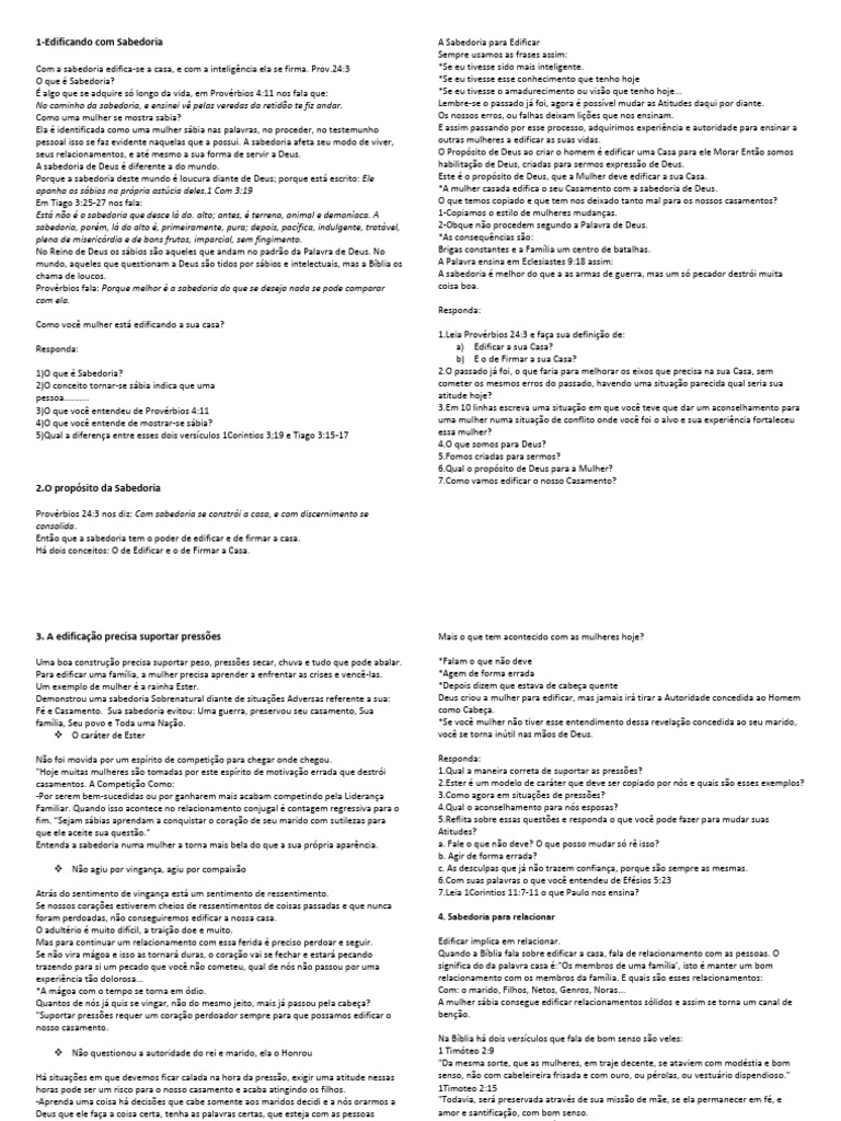 Estudo Do Grupo de Mulheres Que Edificam. | PDF