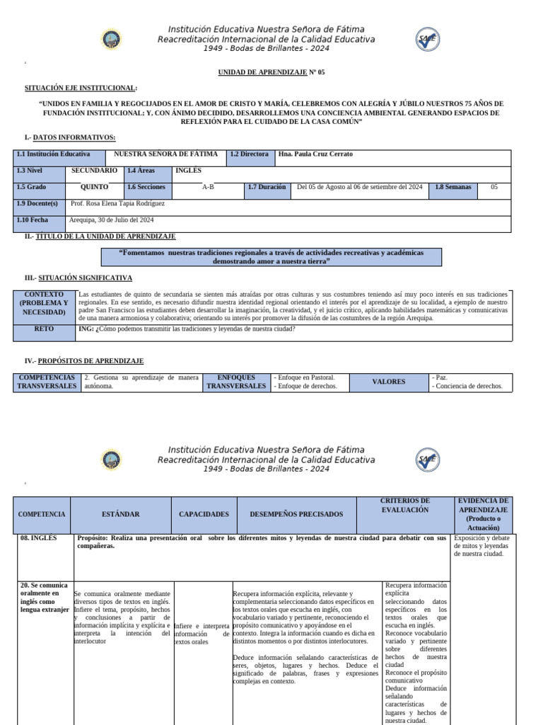 UNIDAD DE APRENDIZAJE Nº 05_5to_2024 | PDF UNIDAD DE APRENDIZAJE Nº 05_5to_2024 | PDF
