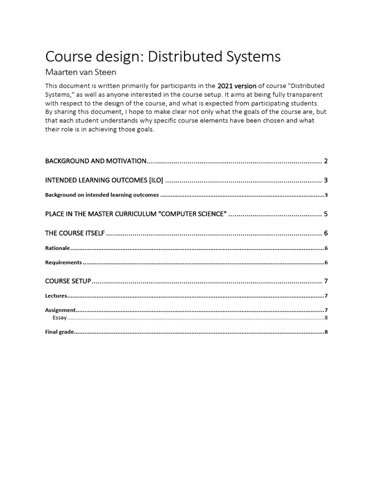 Distributed Systems - Design (for 2021) | PDF