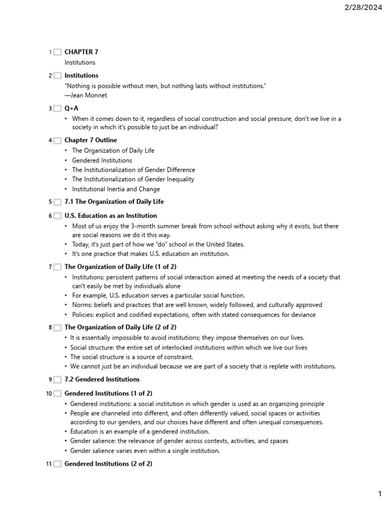 Chapter 7 Sex and Gender Notes | PDF