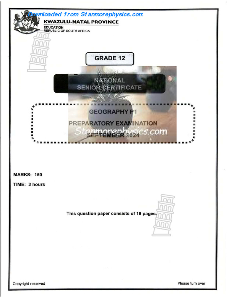 KZN Geography Grade 12 September 2024 P1 and Memo | PDF