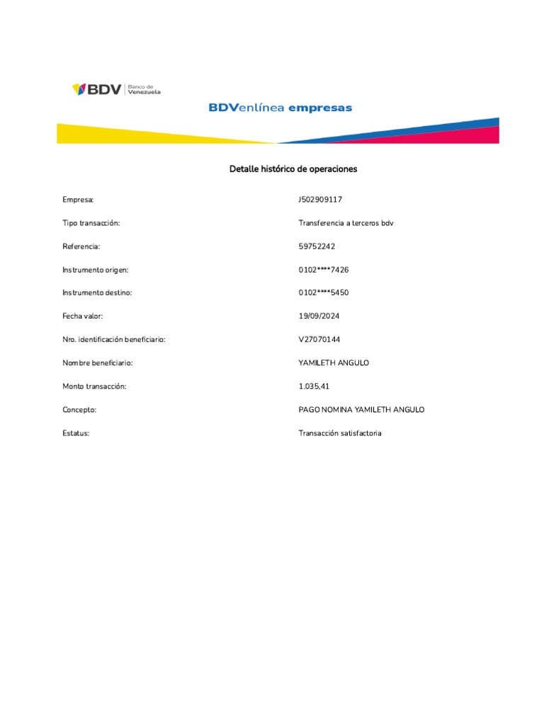 19-9 BDV Rubias Pago Yamilet Tulio | PDF