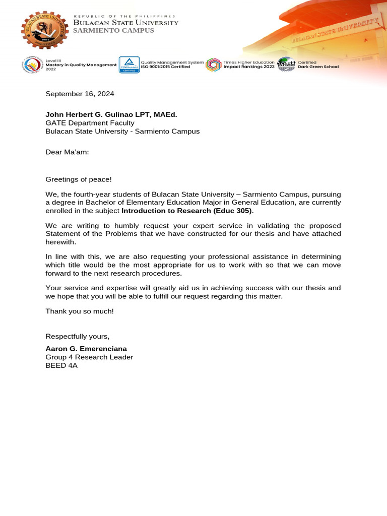 Request Letter For Title Validation | PDF | Business | Wellness