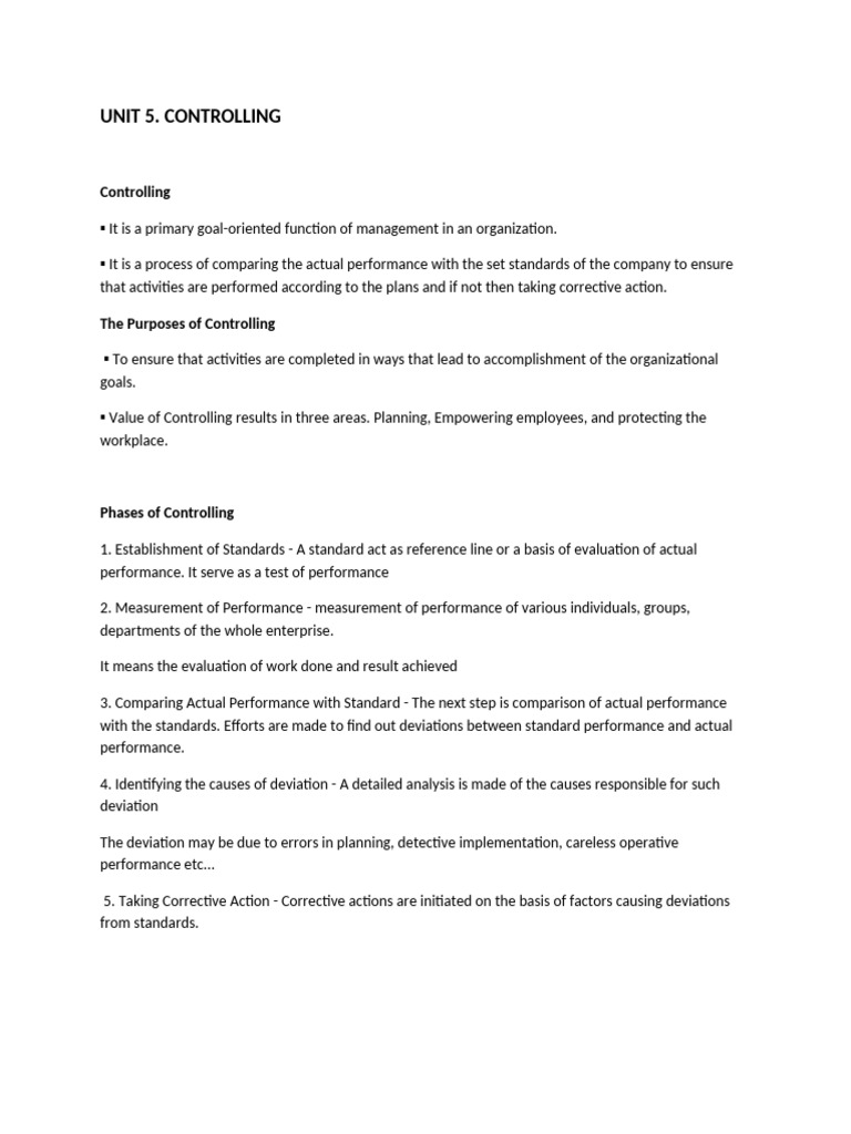 CHAPTER 5: CONTROLLING | PDF