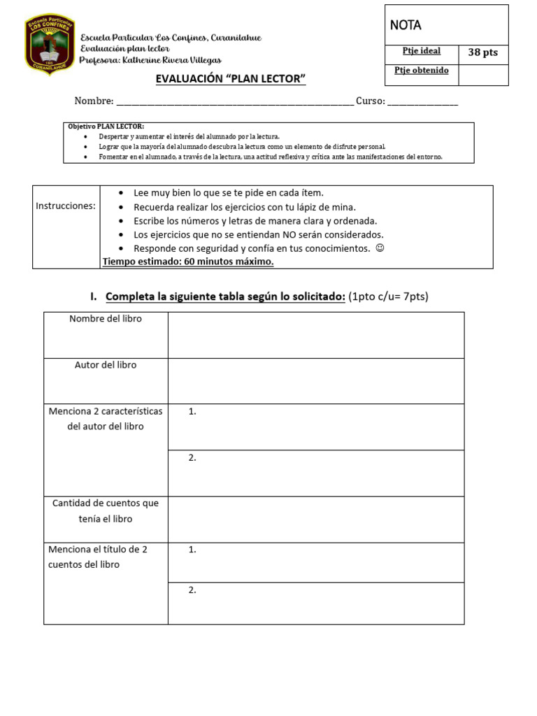 Cuentos para Tiritar de Miedo - Evaluación Plan Lector | PDF