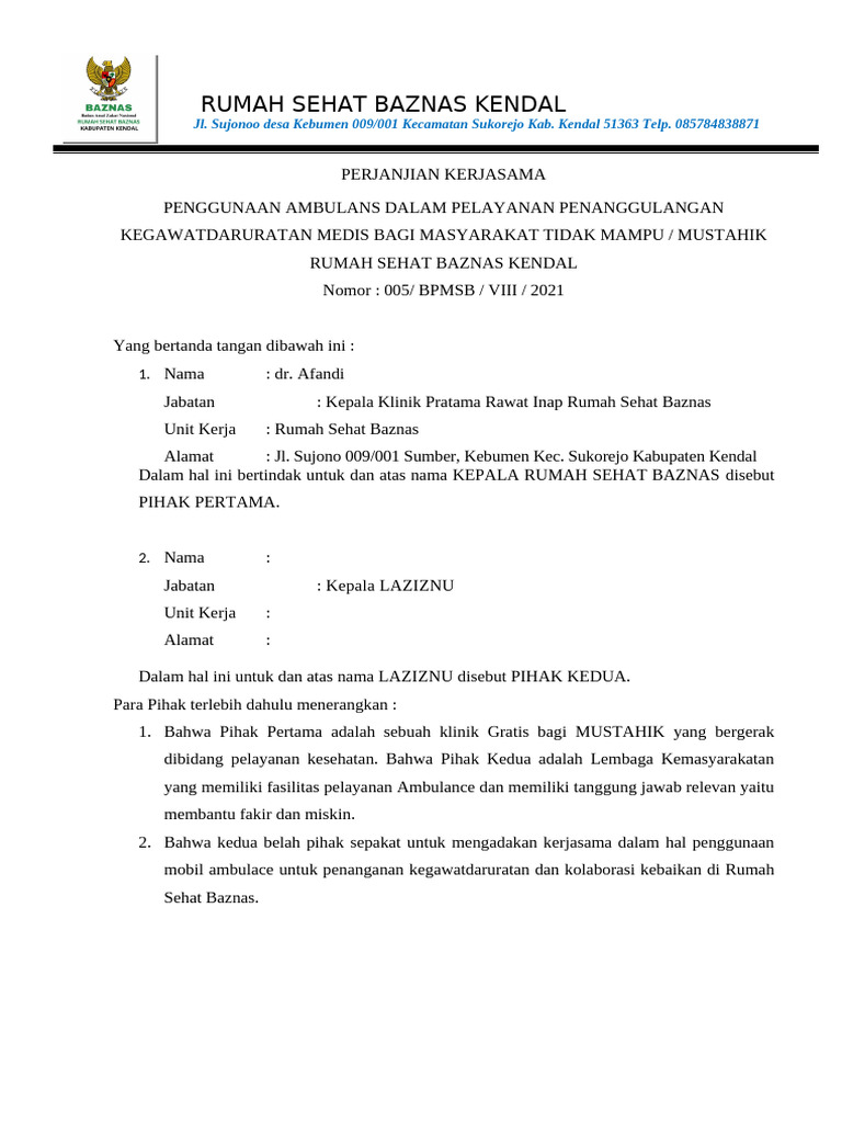 Mou Rekanan Ambulance | PDF