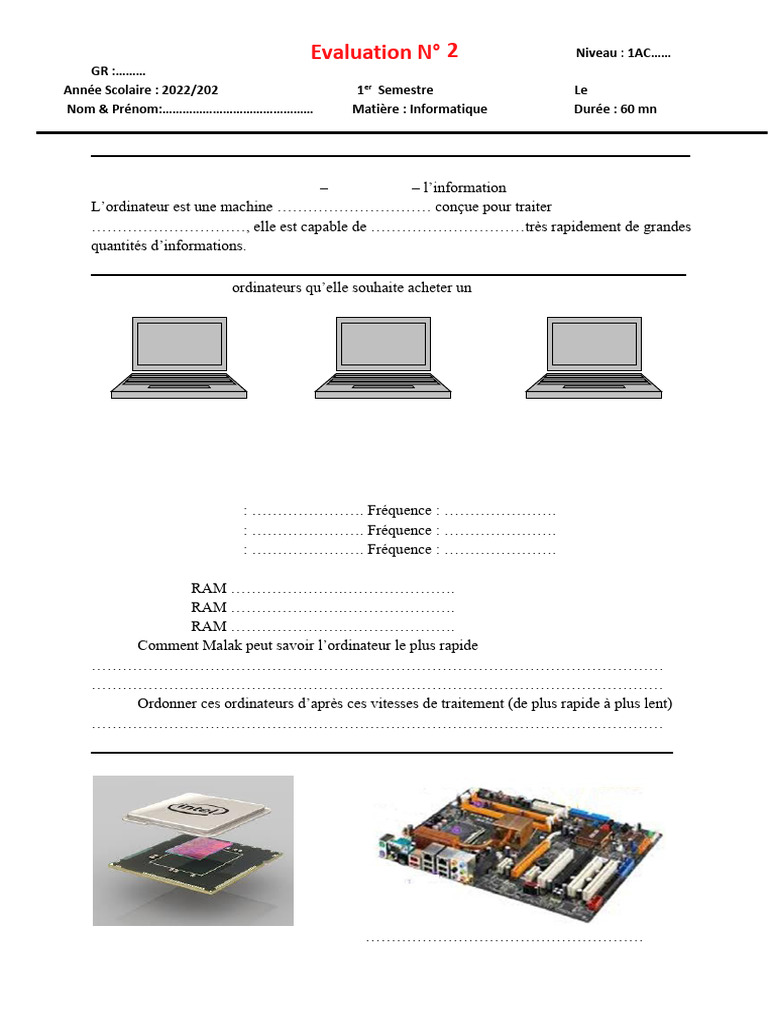 Devoir 2 Modele 1 Informatique 1ac Semestre 1 | PDF