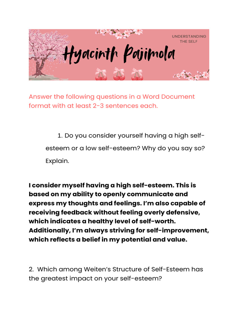 Self-Esteem and Personal Growth Insights | PDF | Self Esteem | Wellness