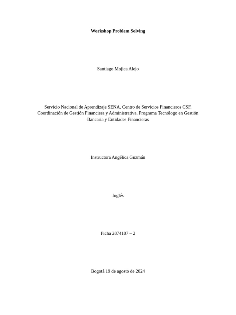 Workshop Problem Solving | PDF