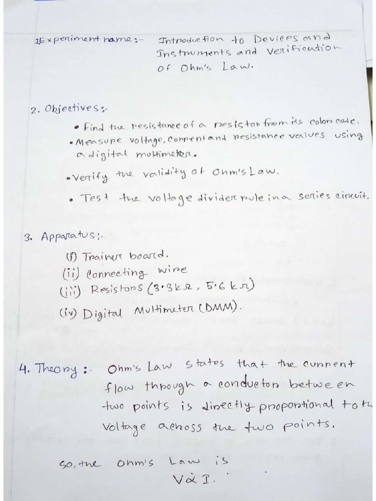EEE141.04 Lab Report-01 Introduction To The Devices and Varification of ...